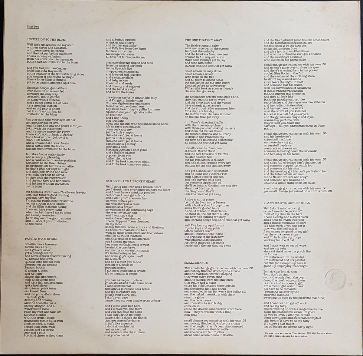 Waits, Tom - Small Change – Vicious Sloth Collectables