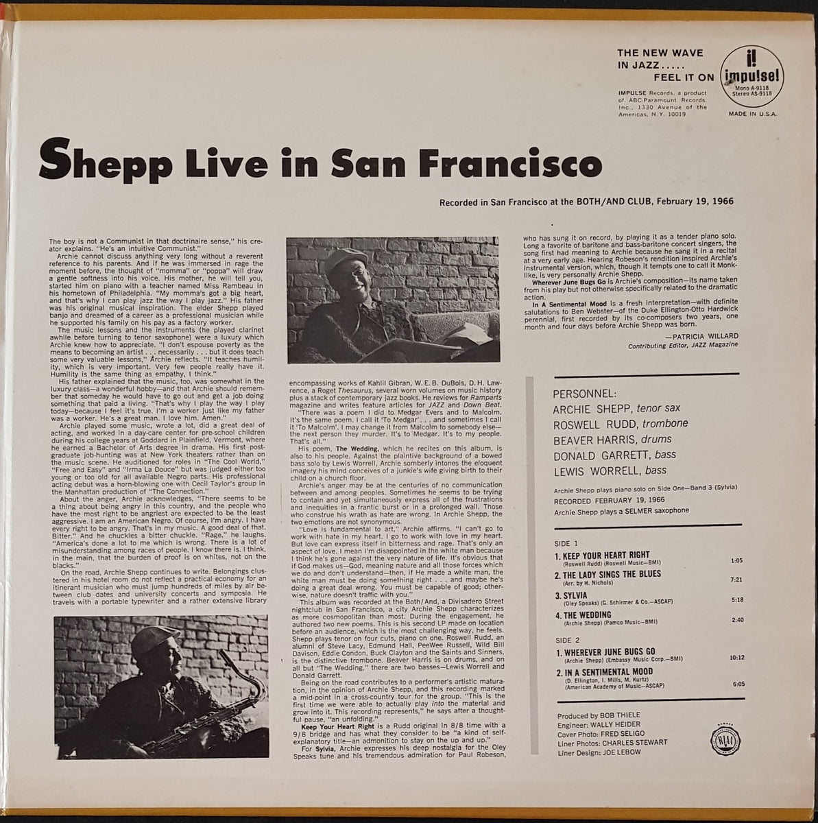Archie Shepp - Live In San Francisco – Vicious Sloth Collectables