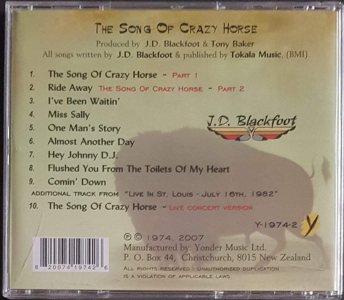 J.D. Blackfoot - The Song Of Crazy Horse – Vicious Sloth Collectables
