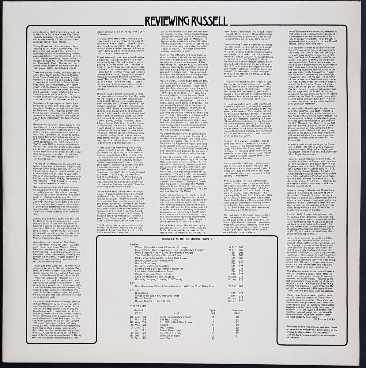 Morris, Russell - Retrospective 1968-1972 – Vicious Sloth Collectables