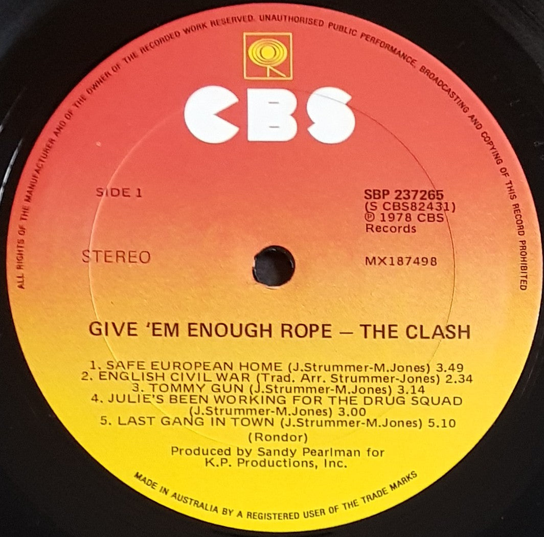 Clash - Give 'Em Enough Rope – Vicious Sloth Collectables