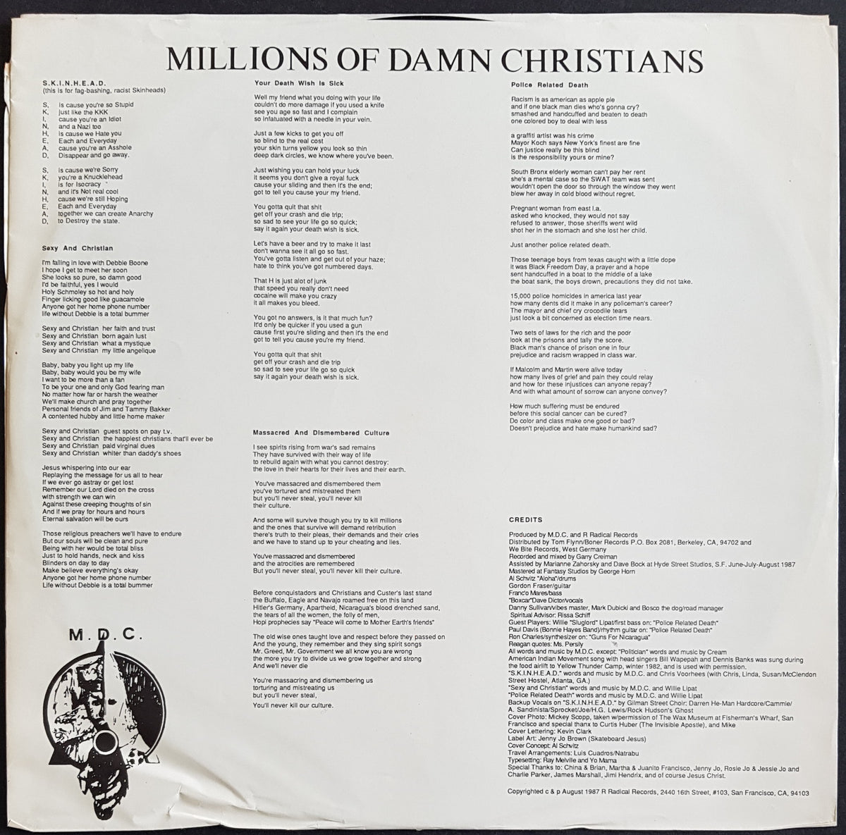 MDC (Millions Of Damn Christians)- This Blood's For You – Vicious Sloth ...