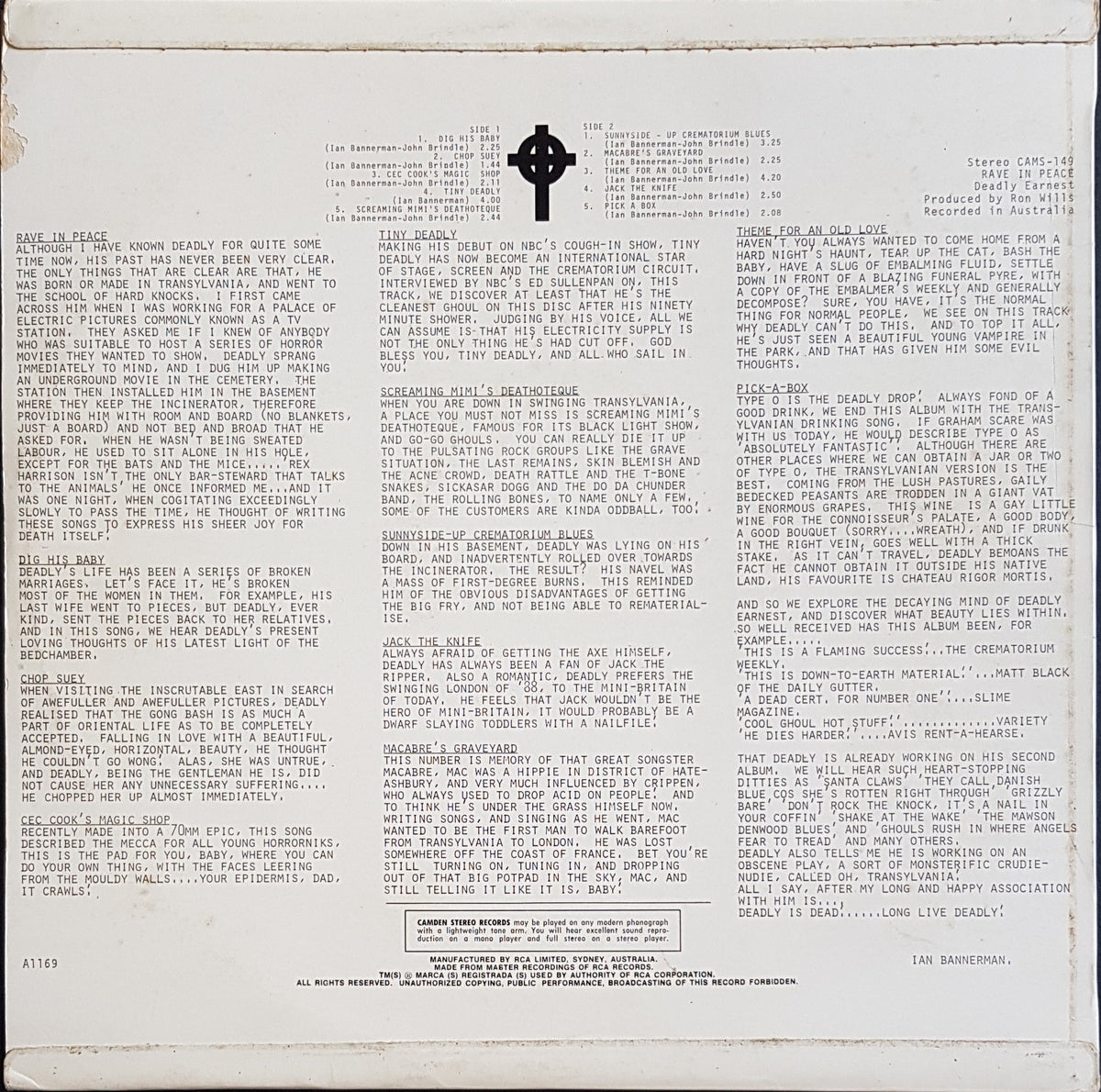 Deadly Ernest And The Grave Situation - Rave In Peace – Vicious Sloth ...