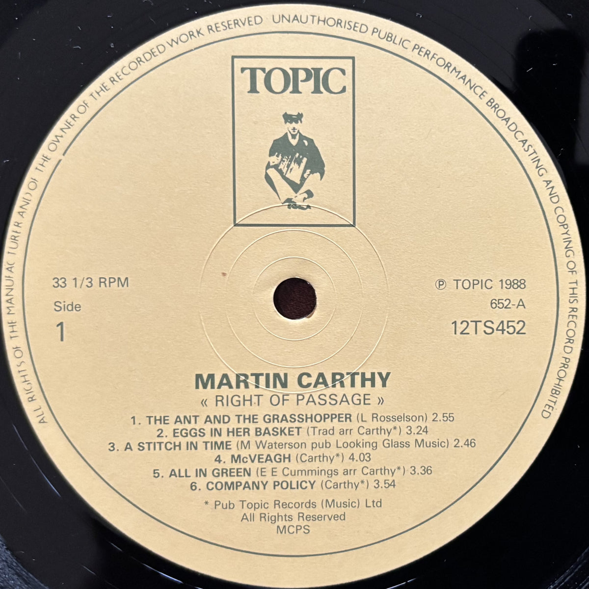 Martin Carthy - Right Of Passage – Vicious Sloth Collectables