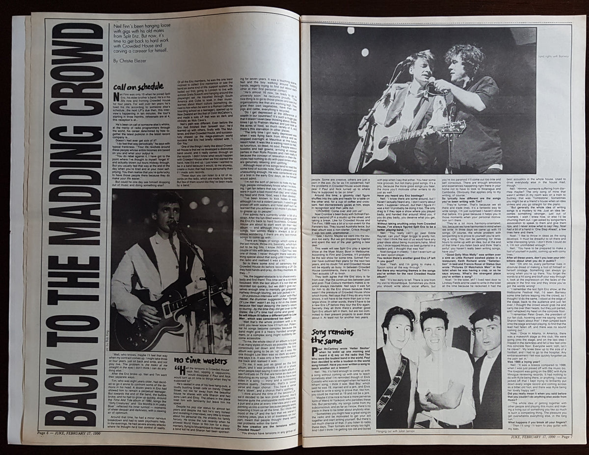 Crowded House (Neil Finn)- Juke February 17, 1990. Issue No.773 ...