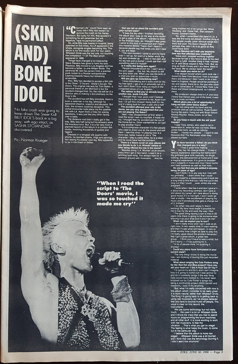 Billy Idol - Juke June 30, 1990. Issue No.792 – Vicious Sloth Collectables