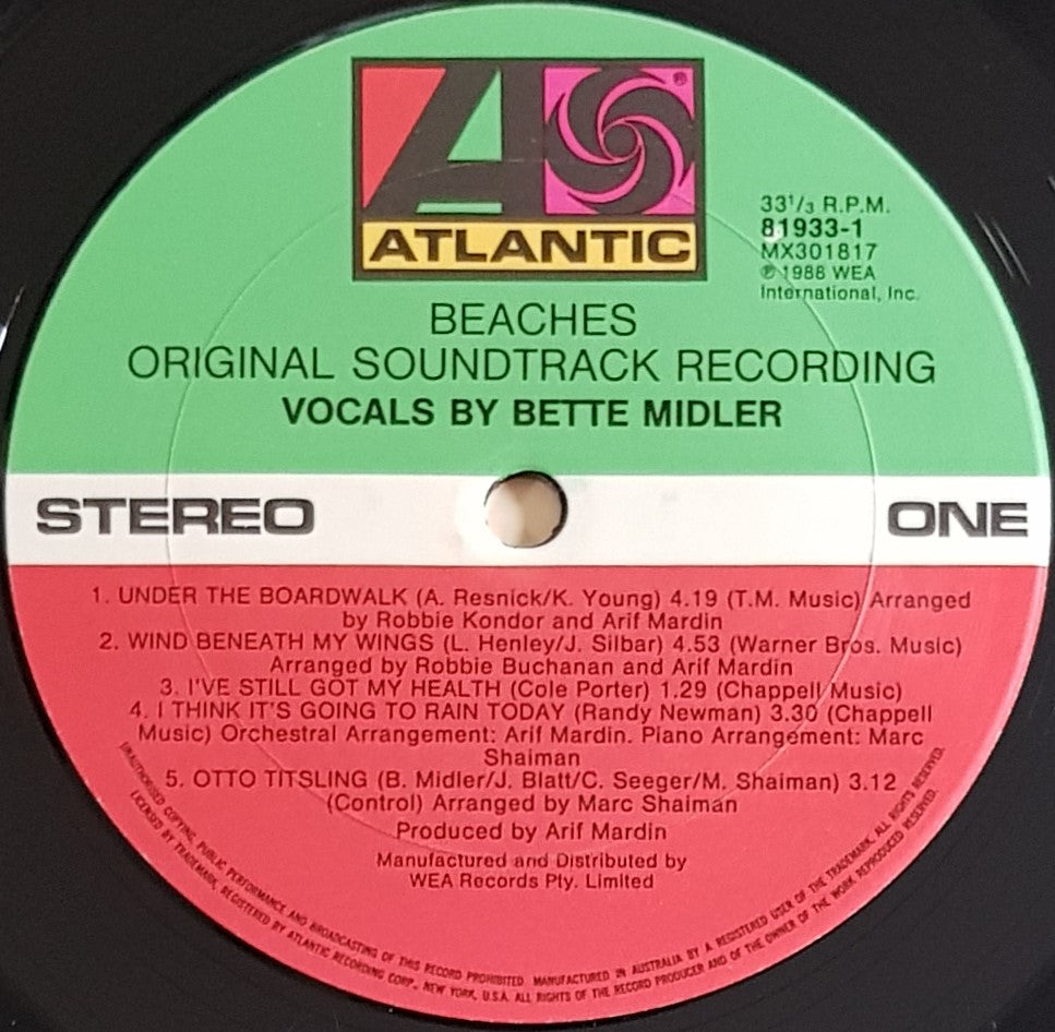 Bette Midler - Beaches (Original Soundtrack Recording) – Vicious Sloth ...
