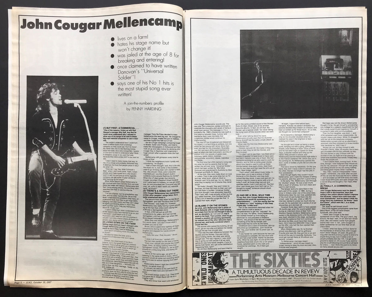 John Mellencamp - Juke October 10 1987. Issue No.650 – Vicious Sloth ...